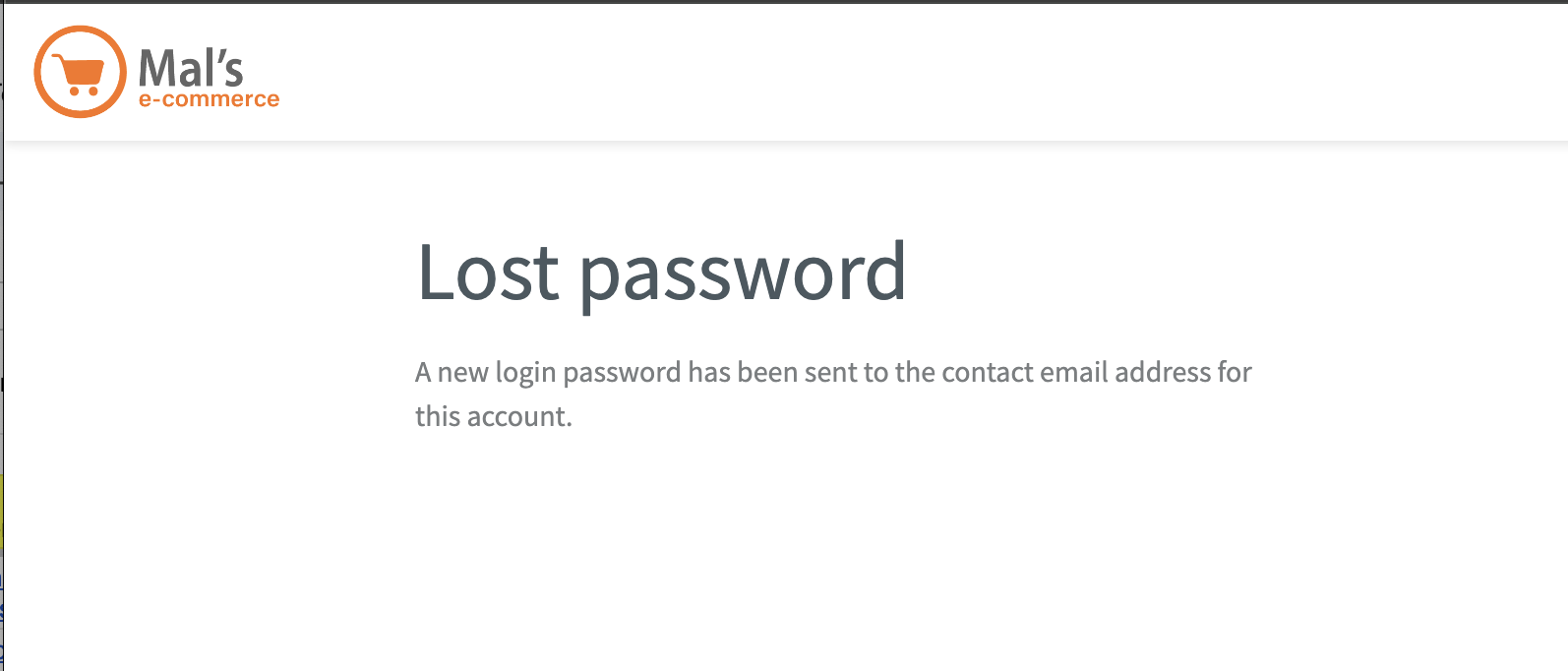 Reset your Mal's Ecommerce password - Skystra