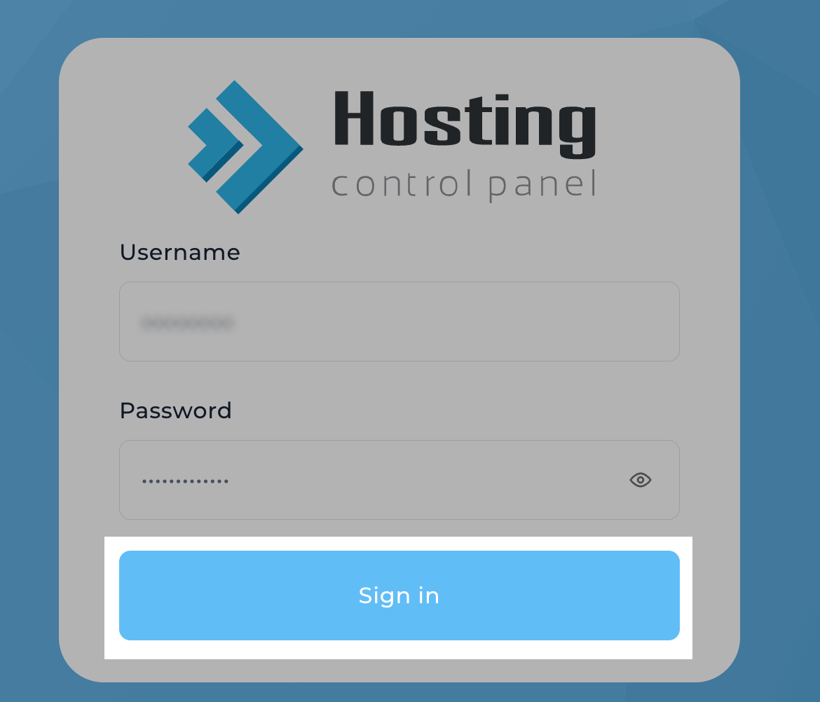 Log in to your hosting control panel - Skystra
