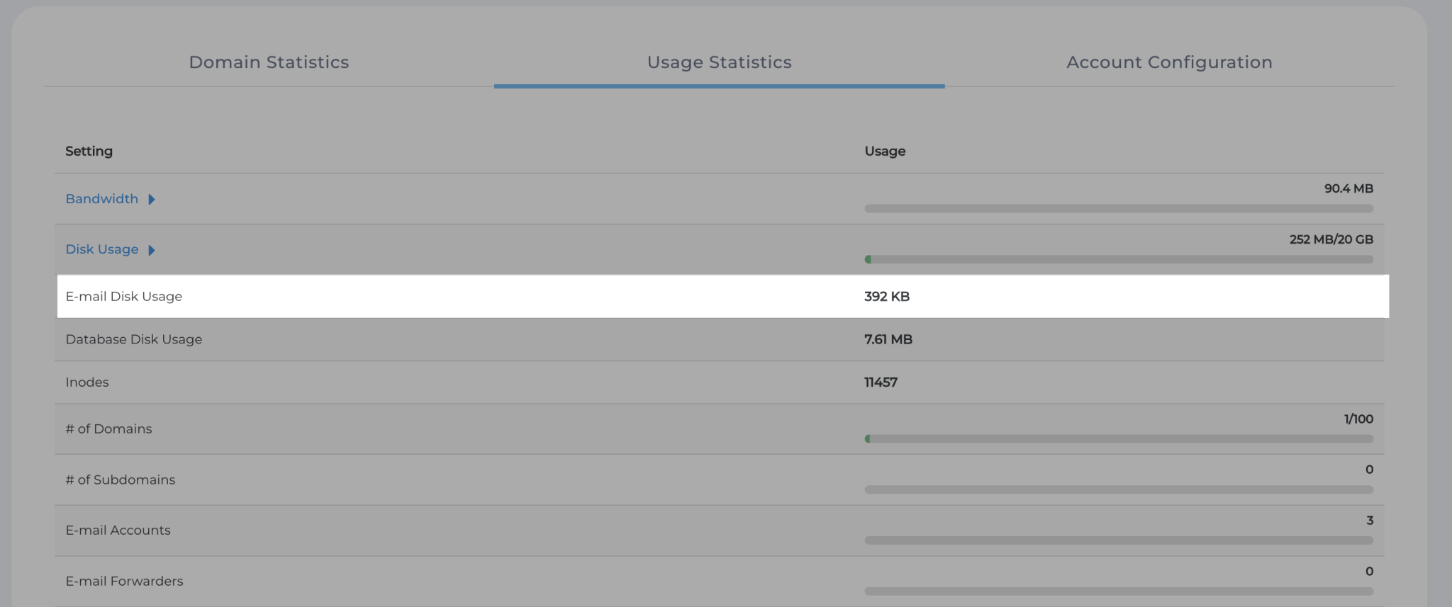 View email storage usage - Skystra