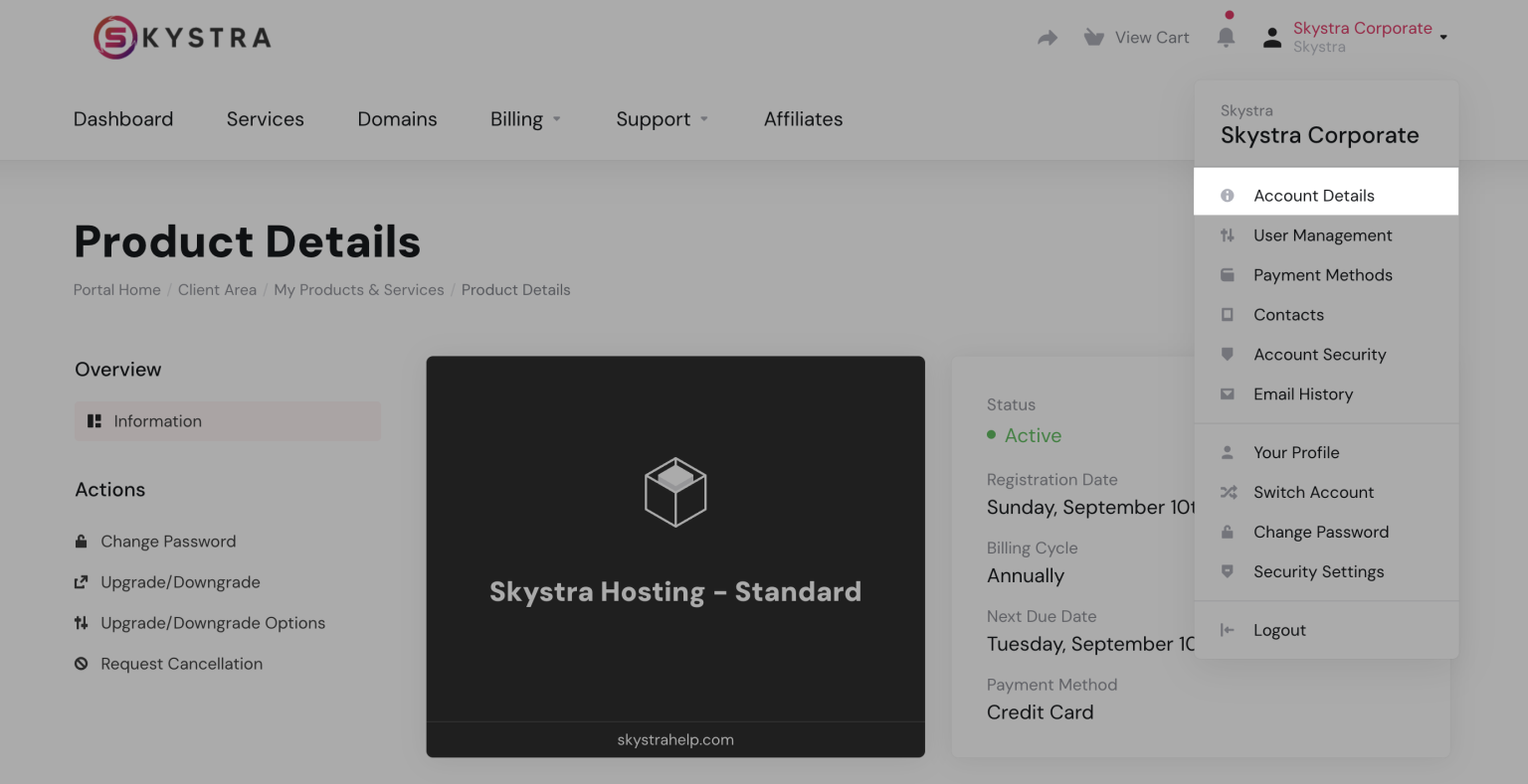 Transfer account ownership - Skystra